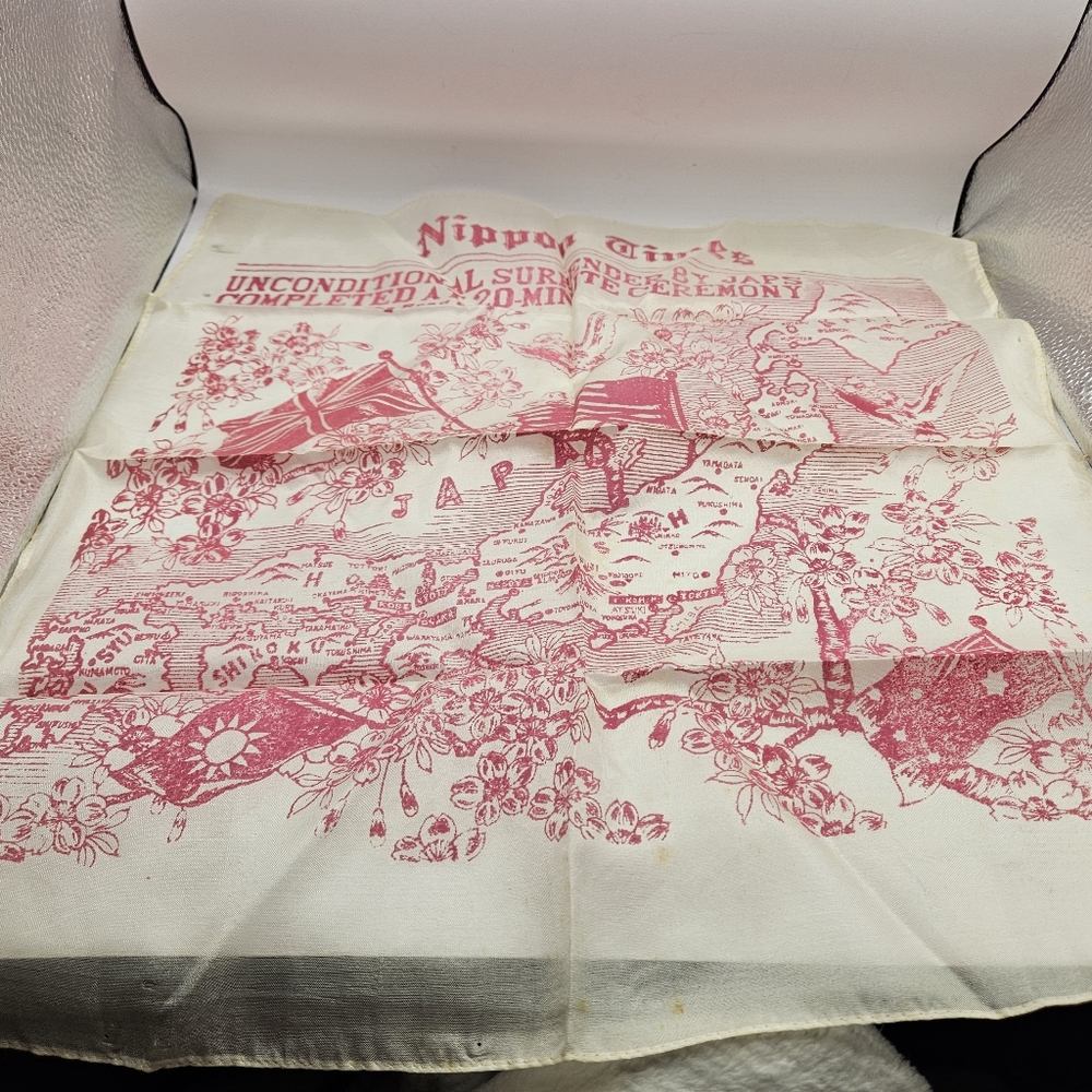 1945 Surrender Of Japan Silk Map Handkerchief Souveni… - Gem